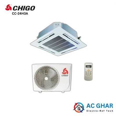 CHIGO 2.0 Ton Non-inverter Ceiling Cassette Split Air Conditioner - CC-24H3A | AC GHAR